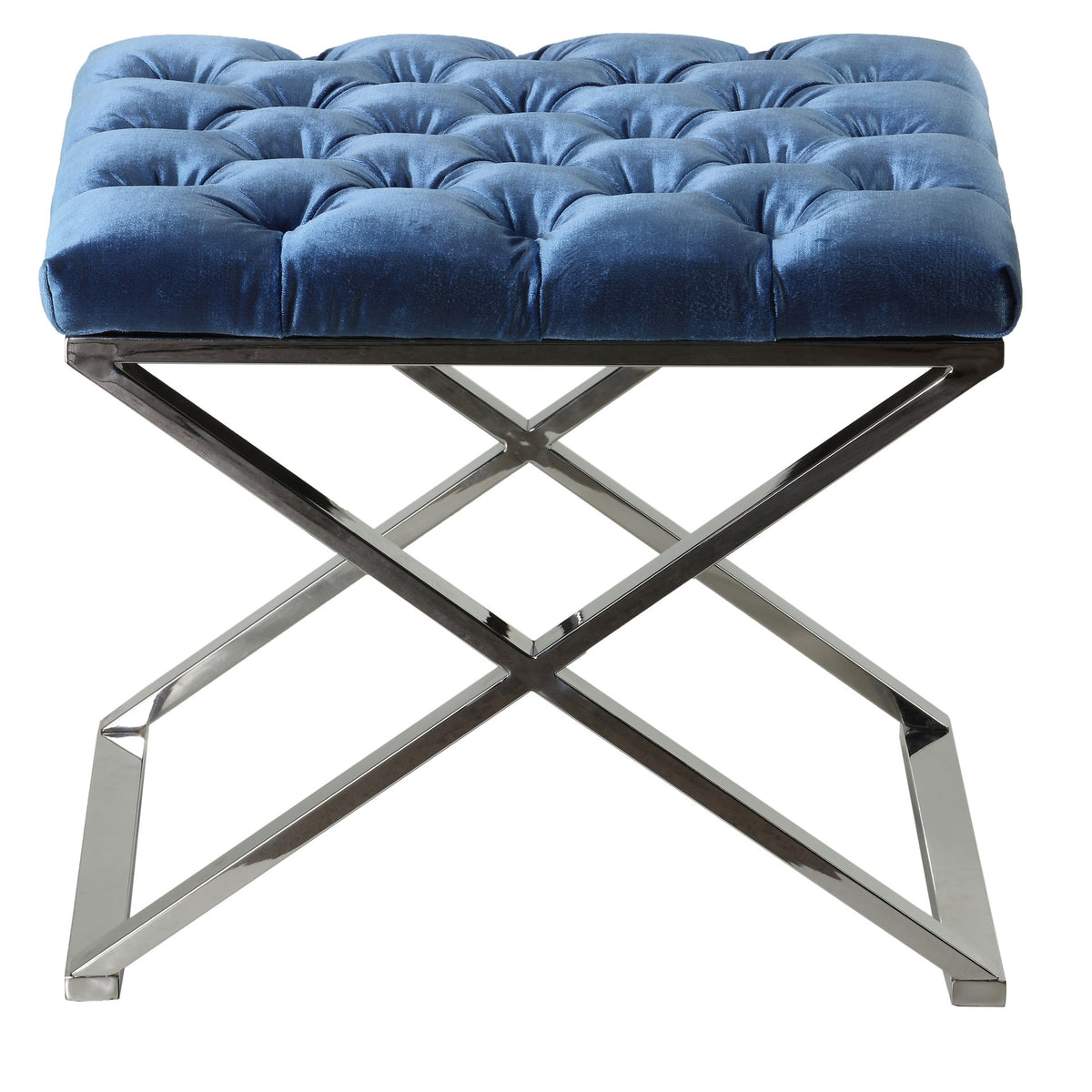 Cortesi Home Mariana Tufted Metal Ottoman, Blue, 21" – CortesiHome